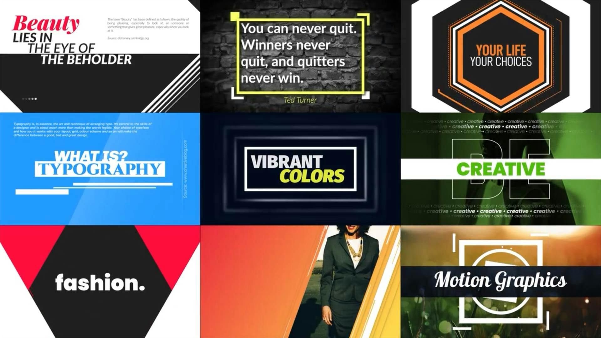 Typography Scenes Package video templates | Artlist