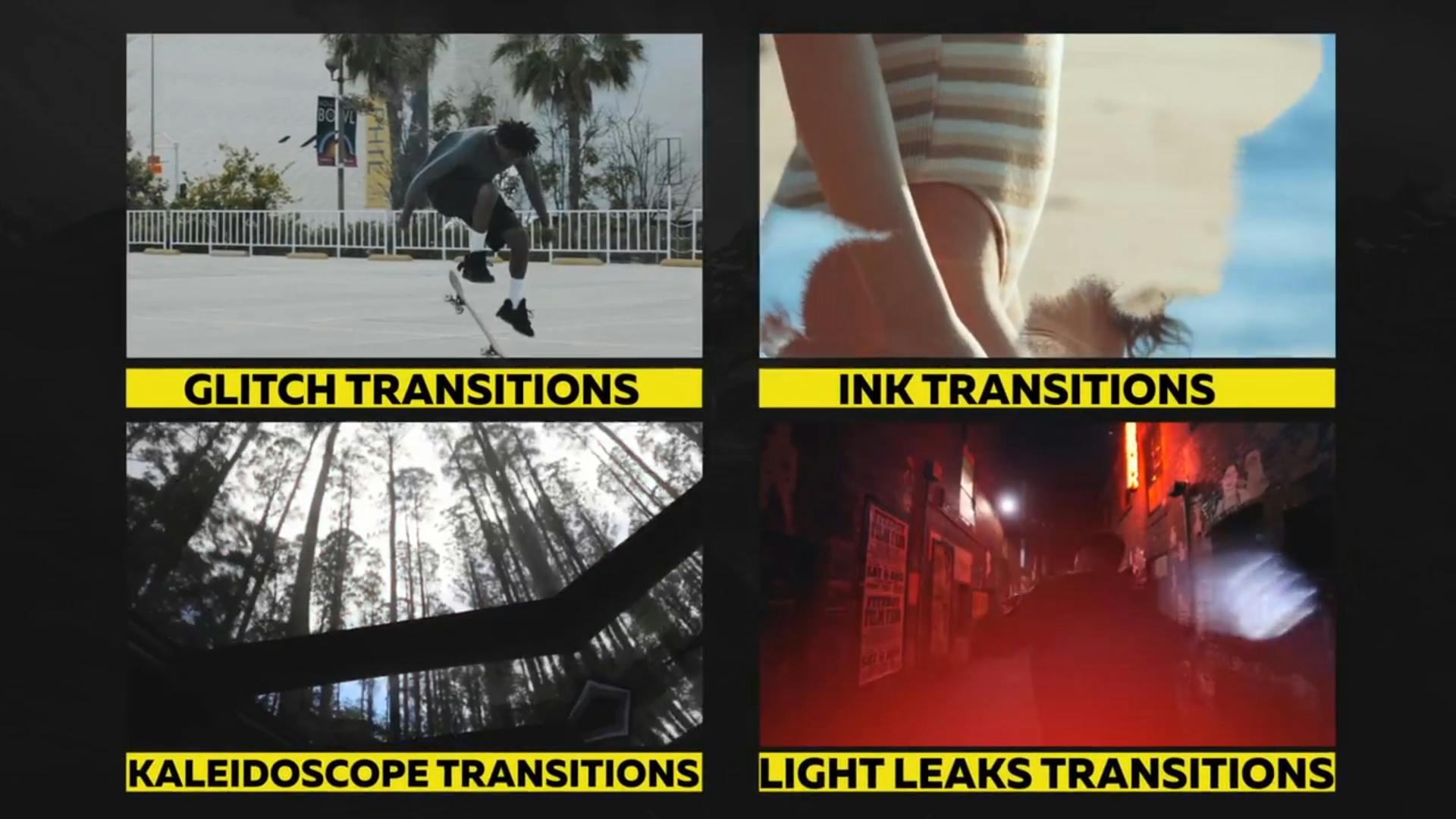 Transitions & Overlays Pack video templates | Artlist