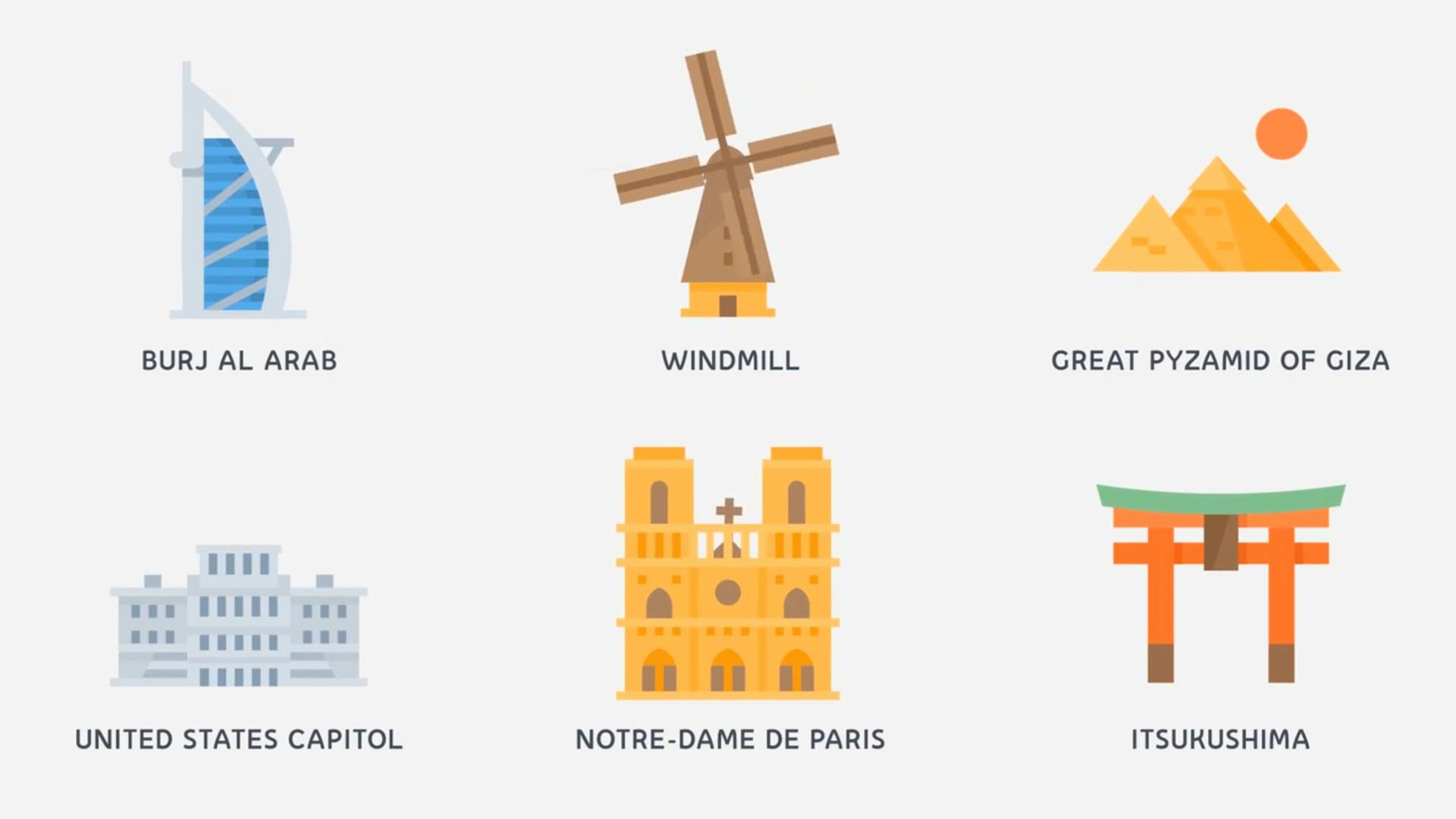 Landmarks Animated Icons video templates | Artlist
