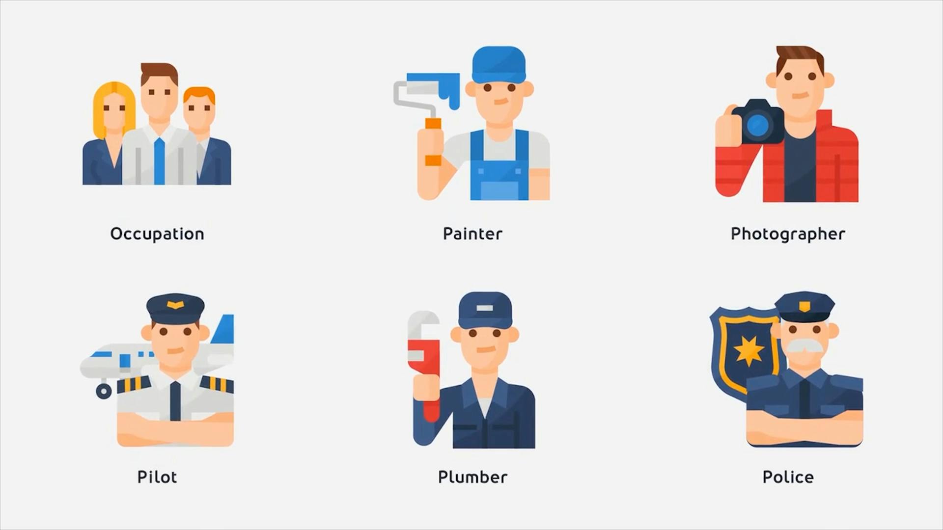 Occupations & Jobs Animated Icons video templates | Artlist